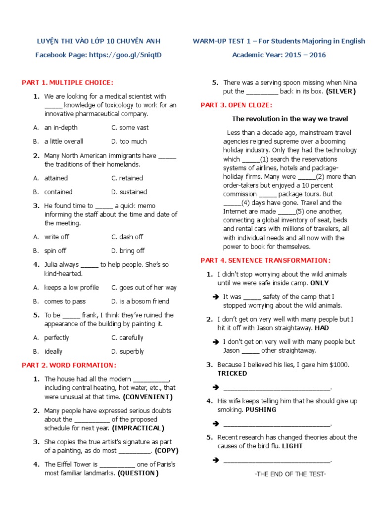 Warm Up Test 1 | PDF