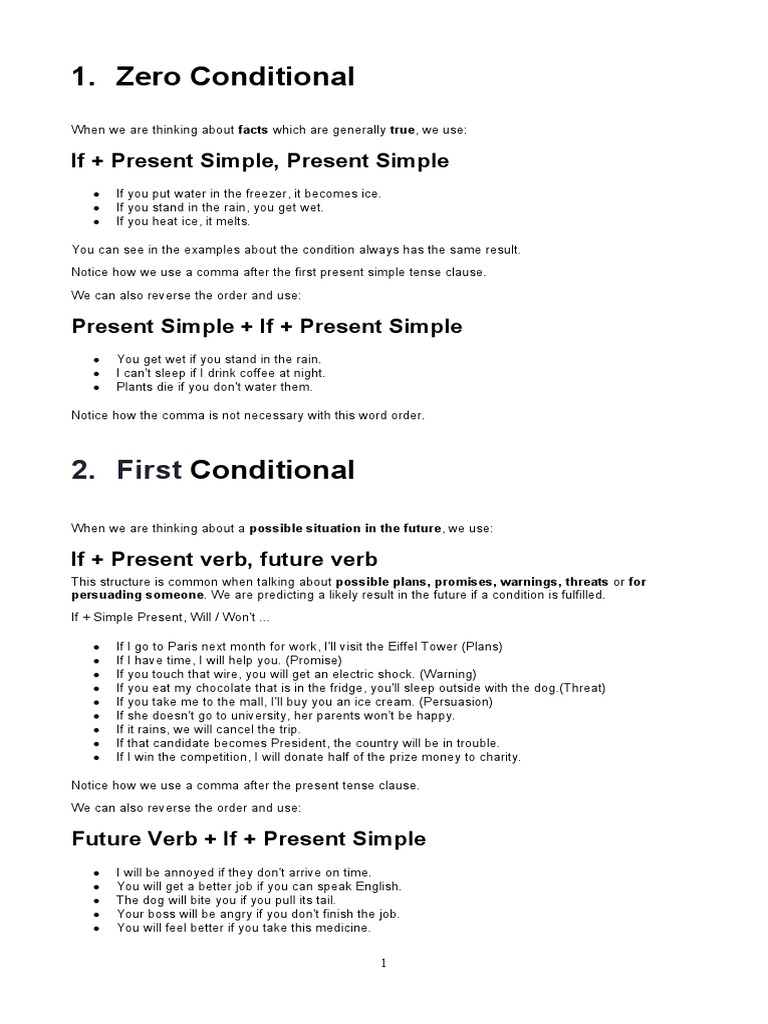 Explaining the Zero, First, Second, and Third Conditional Structures ...