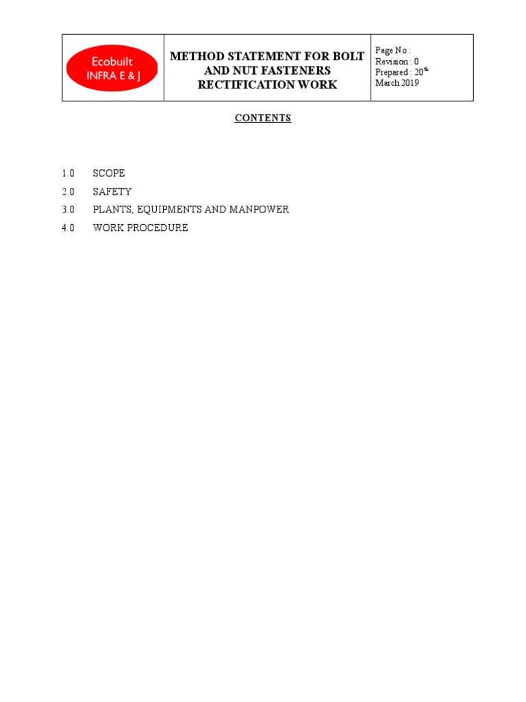 Bolt and Nut Fasteners Rectification Work | PDF | Nut (Hardware) | Screw