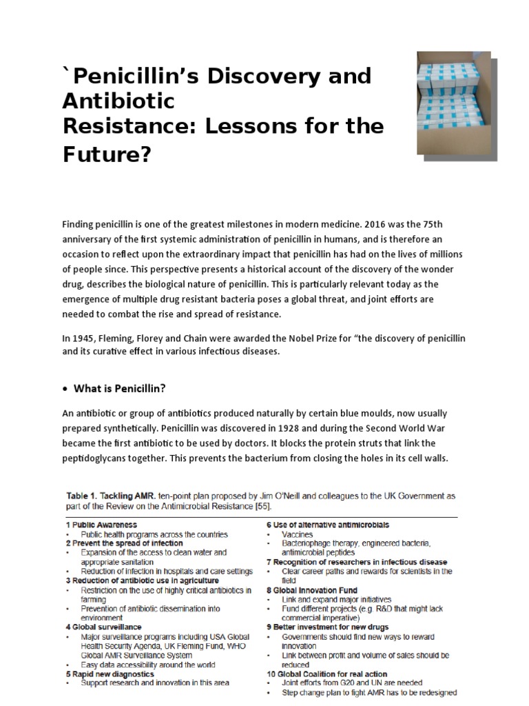 'Penicillin's Discovery and Antibiotic Resistance: Lessons For The ...