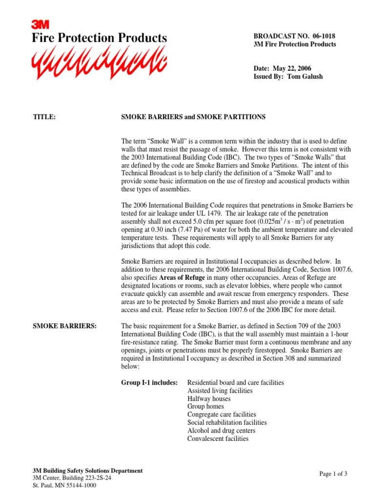 BROADCAST NO. 06-1018 3M Fire Protection Products: 3M Building Safety ...