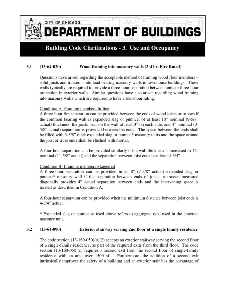 Building Code Clarifications - 3. Use and Occupancy | PDF | Wall ...