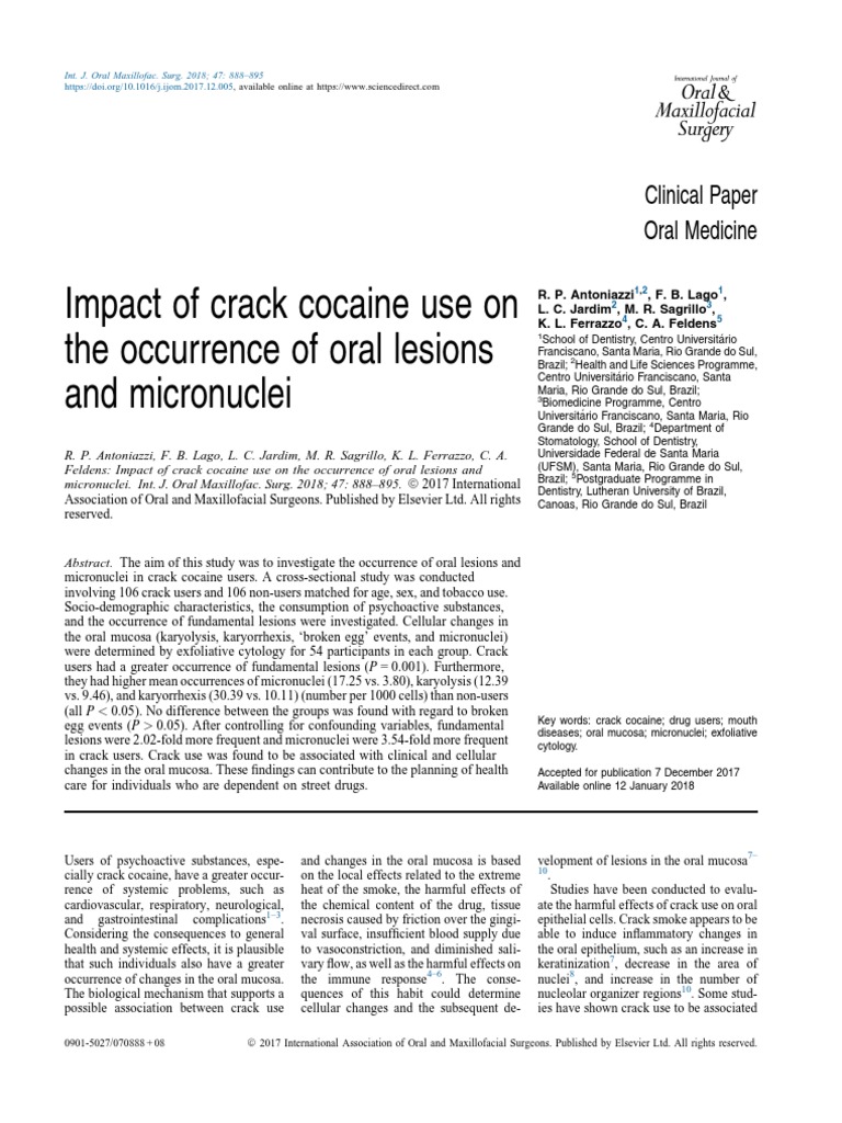 Impact of Crack Cocaine Use On The Occurrence of Oral Lesions and ...