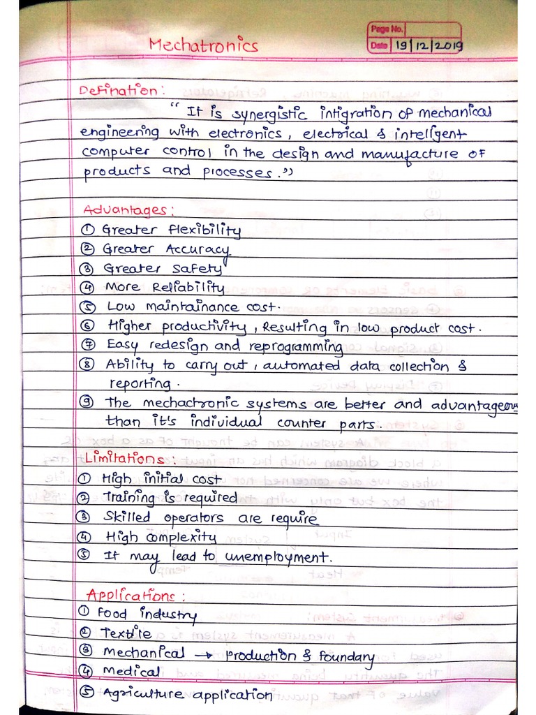 Mechatronics Notes PDF | PDF