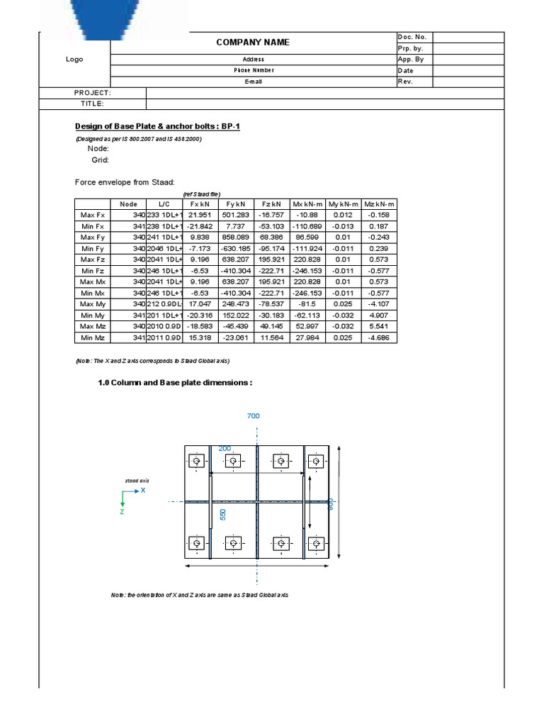 Rectangular BasePlate Design | PDF | Column | Young's Modulus
