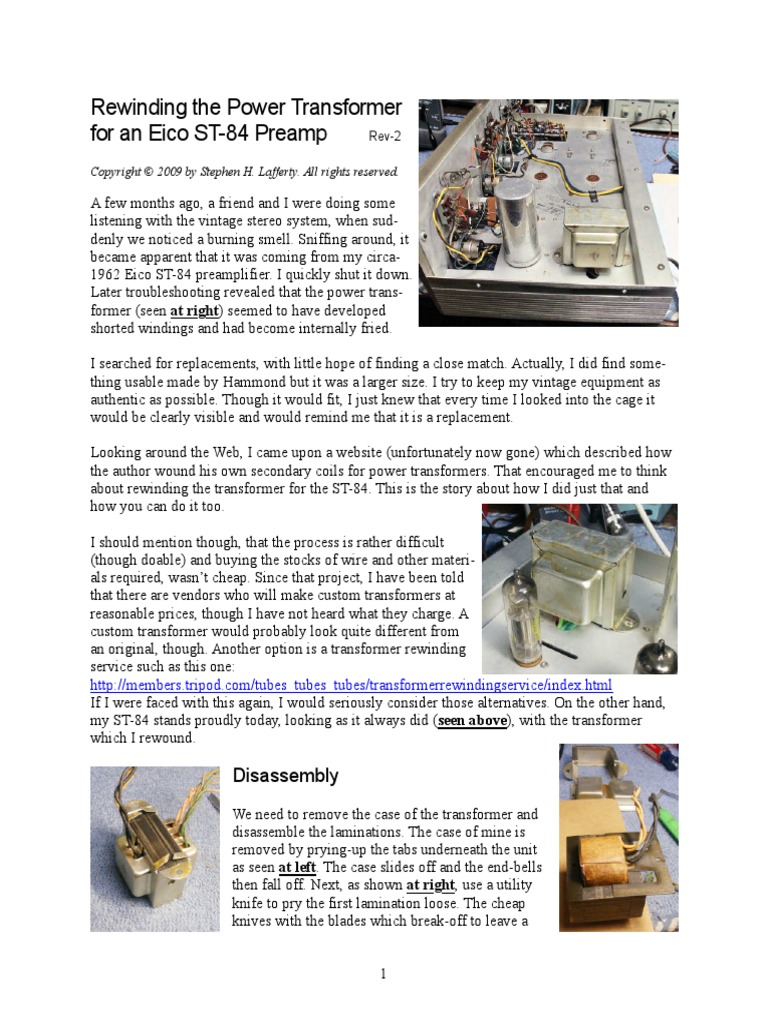 Rewinding A Power Transformer PDF | PDF | Transformer | Rectifier