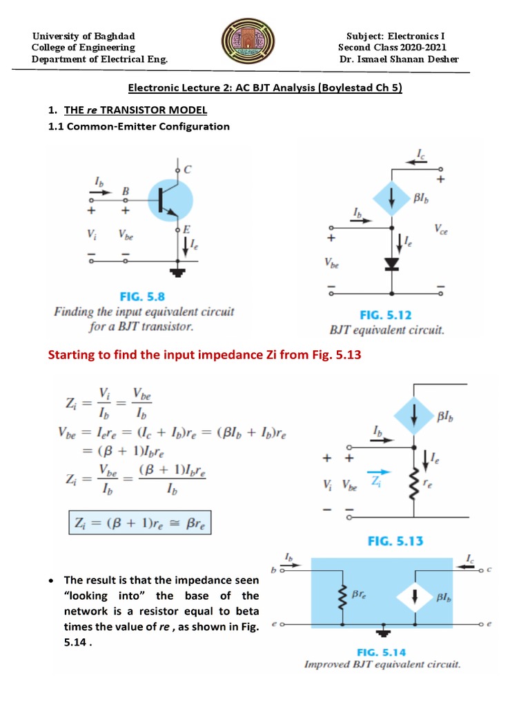 AC BJT Analysis: re Transistor Model | PDF | Bipolar Junction ...