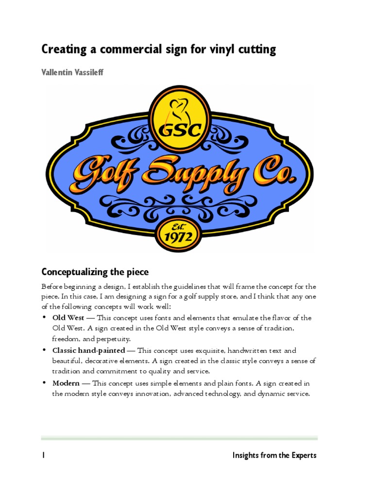 Creating A Commercial Sign For Vinyl Cutting: Vallentin Vassileff | PDF ...