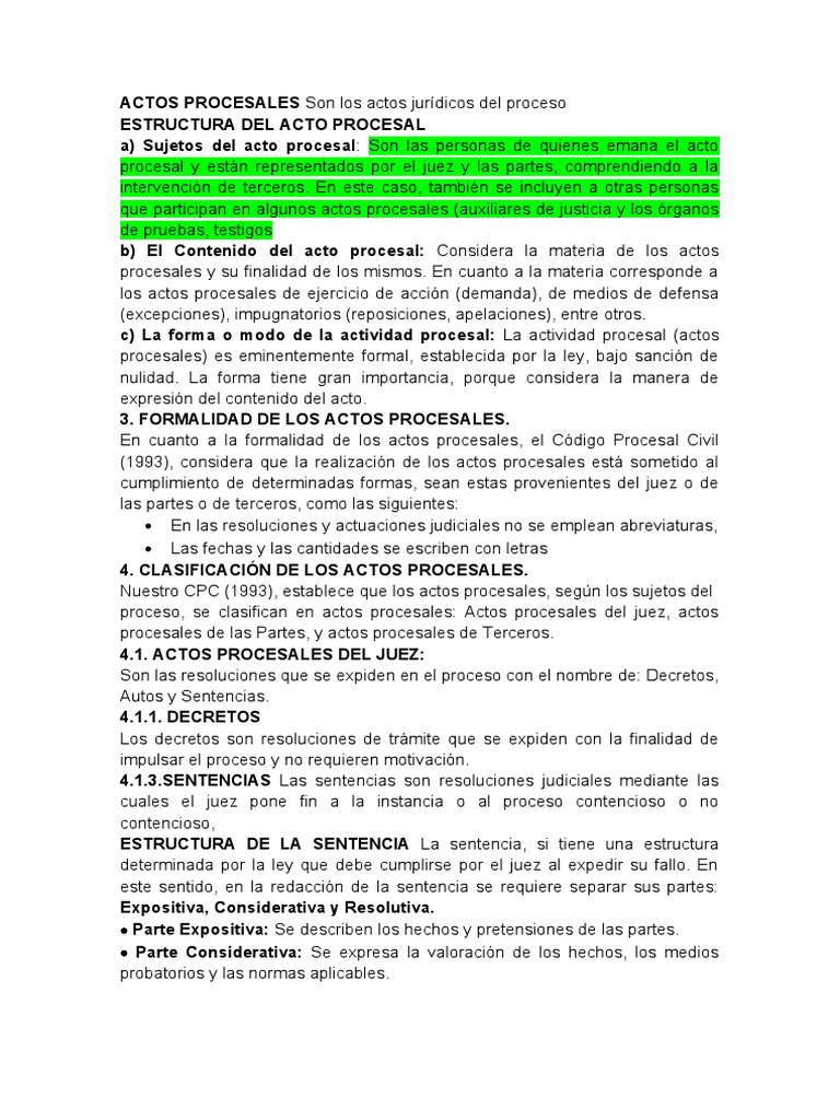 Concepto y Estructura del Acto Procesal | PDF | Ley procesal ...