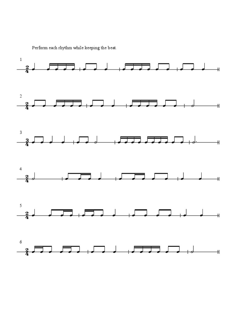 Rhythm Training Exercises | PDF