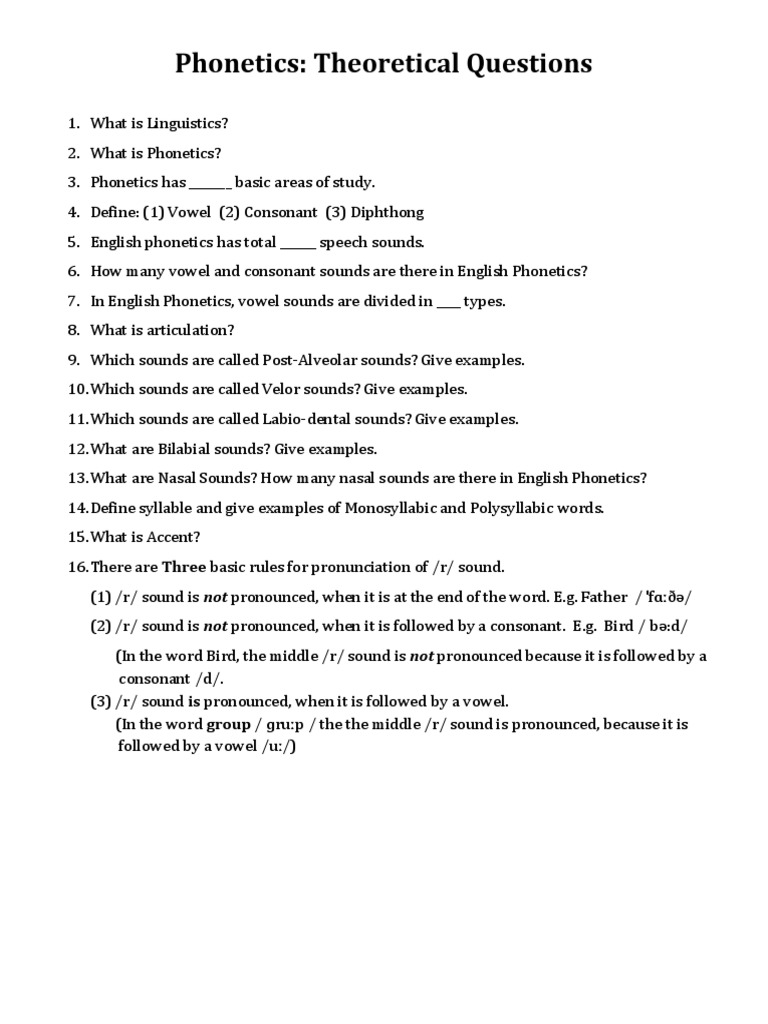 Phonetics Theoretical Questions | PDF