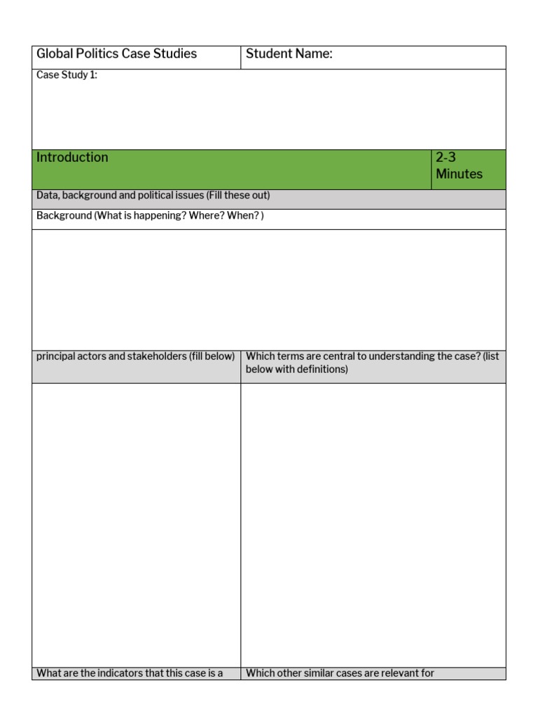 Global Politics Case Studies Organizer | PDF | Politics