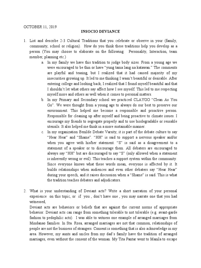 Deviance Essay | PDF | Deviance (Sociology) | Marriage