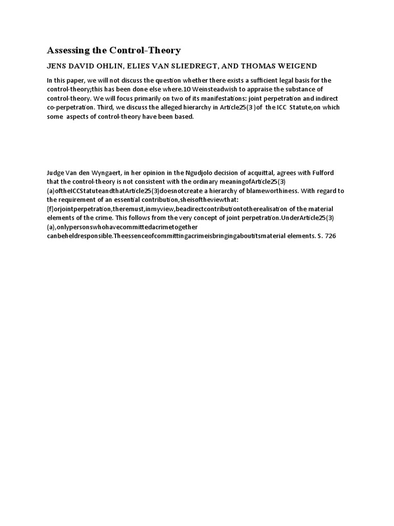 Assessing The Control-Theory | PDF