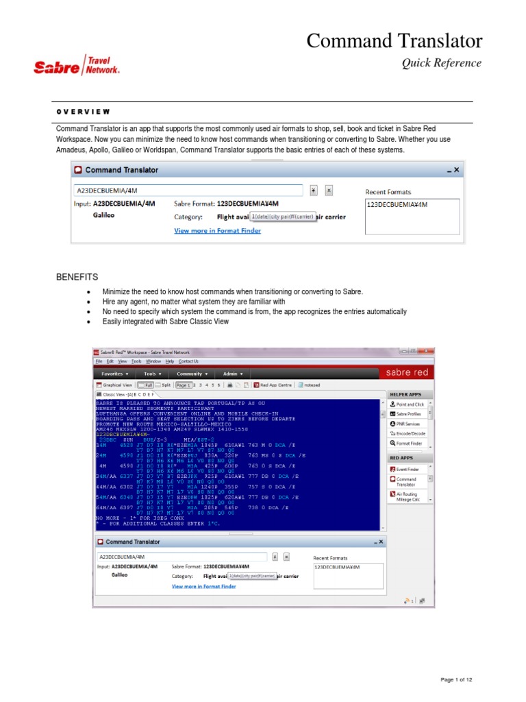Sabre Command Translator Guide | PDF | Application Software ...