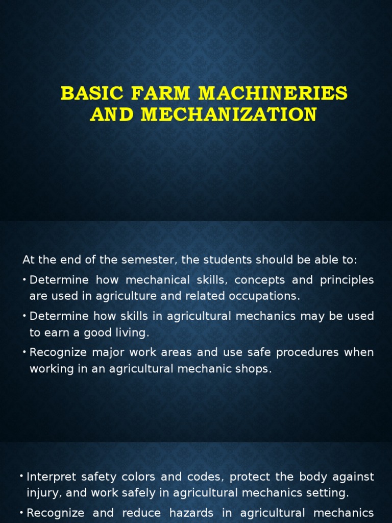 Basic Farm Machineries and Mechanization | PDF | Agricultural Machinery ...