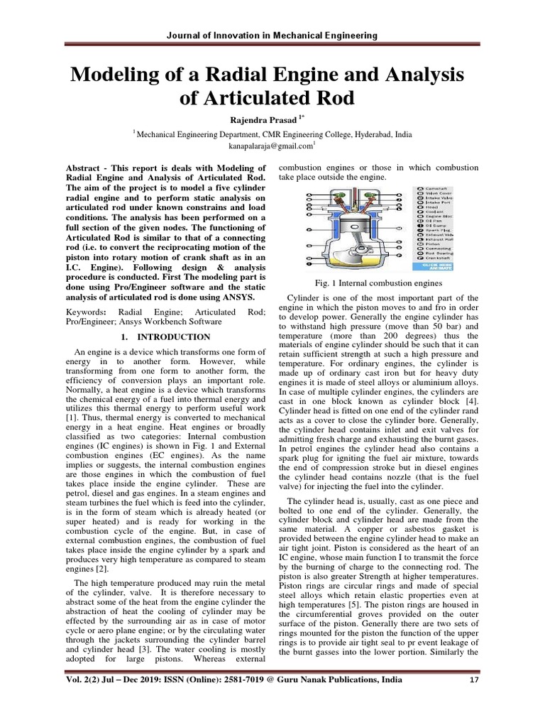 Modeling of A Radial Engine and Analysis of Articulated Rod | PDF ...