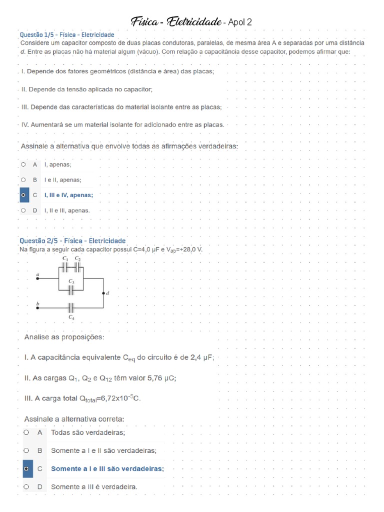 Apol 2 - Física - Eletricidade.pdf | PDF Apol 2 - Física - Eletricidade.pdf | PDF