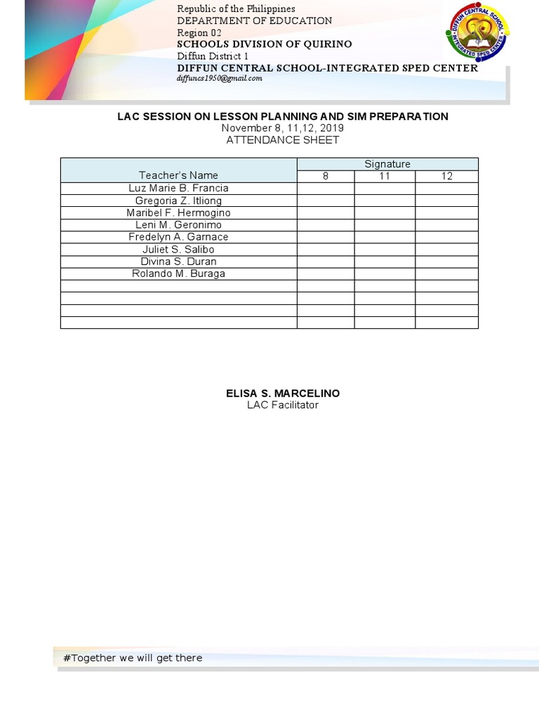 LAC Attendance Sheet | PDF