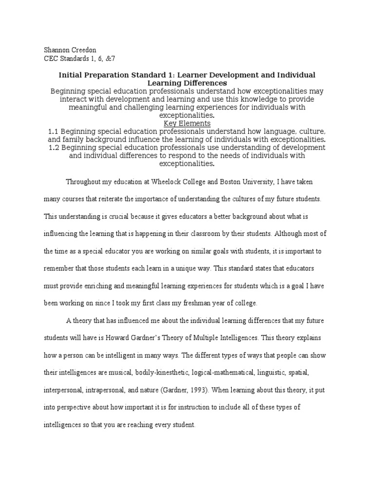 Cec Standards | PDF | Special Education | Individualized Education Program