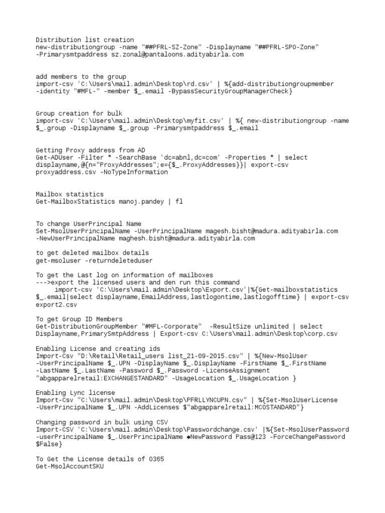 Office 365 Commands Updated | PDF | Email | World Wide Web