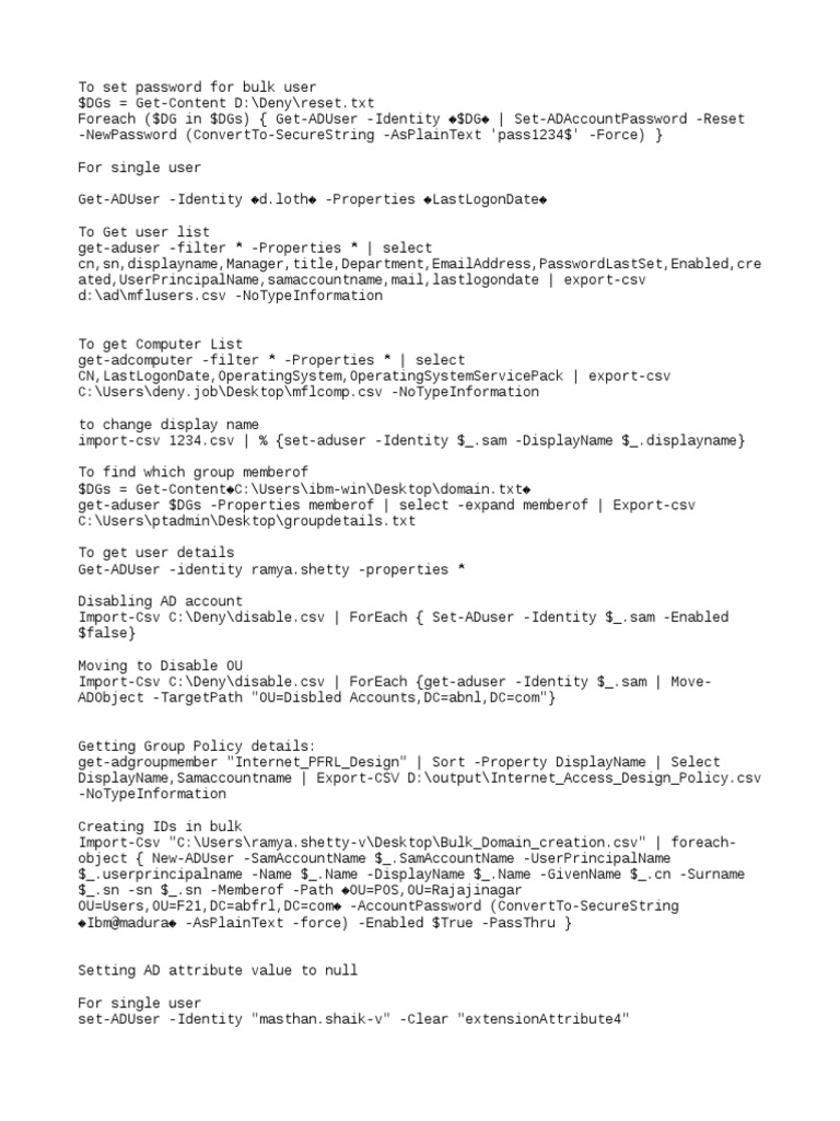 User Attributes AD Command | PDF | Computing Platforms | Software