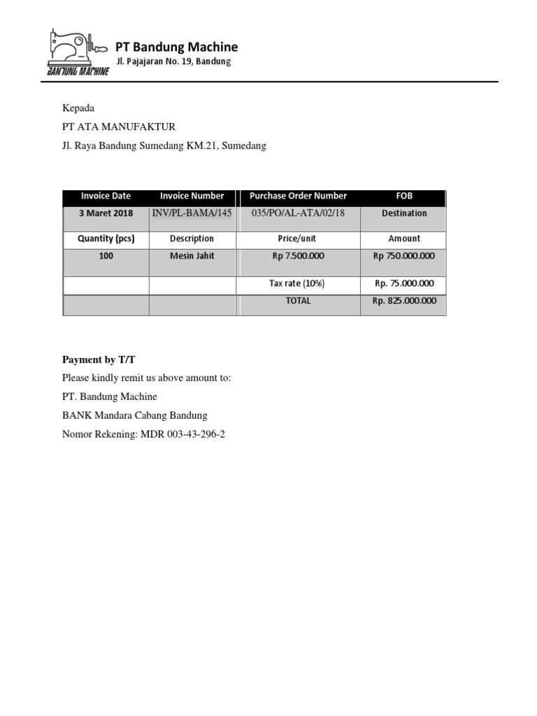 Invoices for PT ATA Manufaktur | PDF | Finance & Money Management