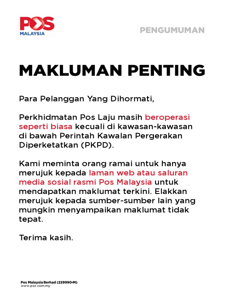 Notis-Makluman Penting | PDF