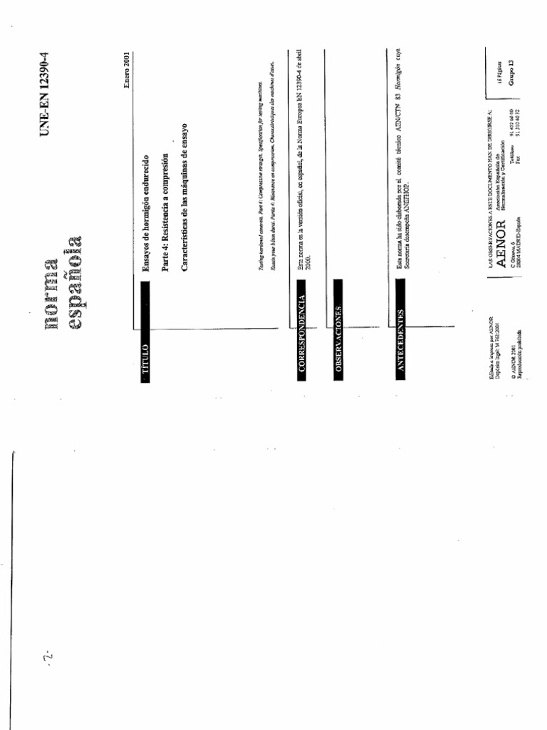 UNE-EN 12390-4 Resistencia A Compresion - Caracteristicas de La Maquina ...