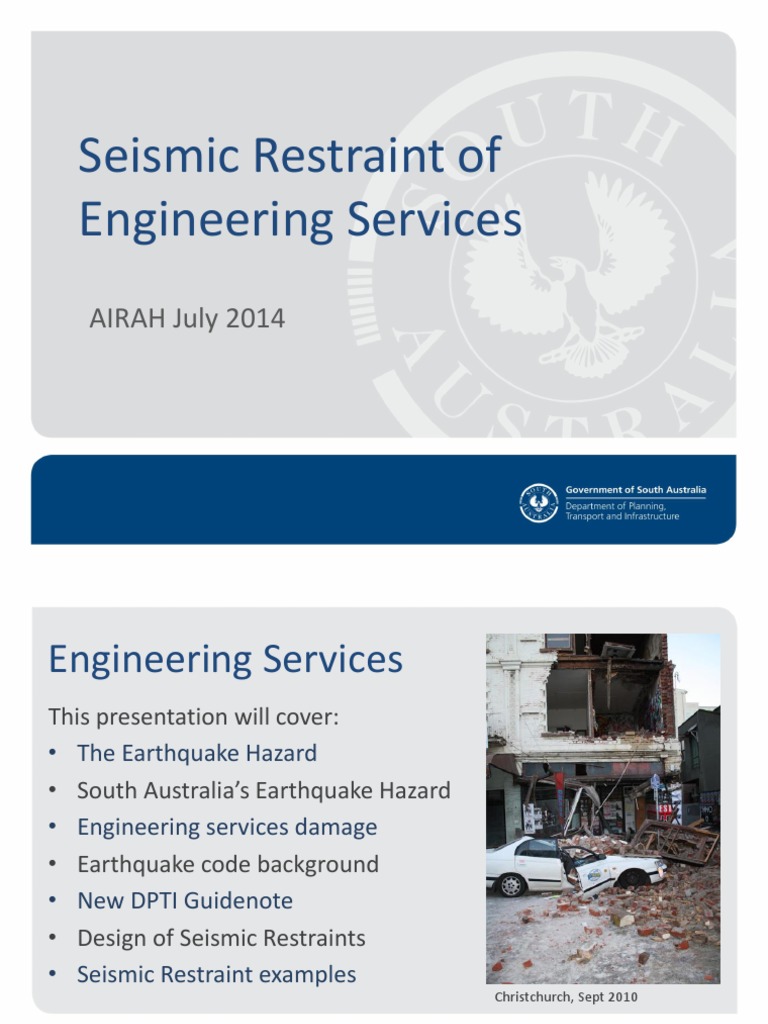 Seismic Restraint of Engineering Services | PDF | Earthquakes | Duct (Flow)