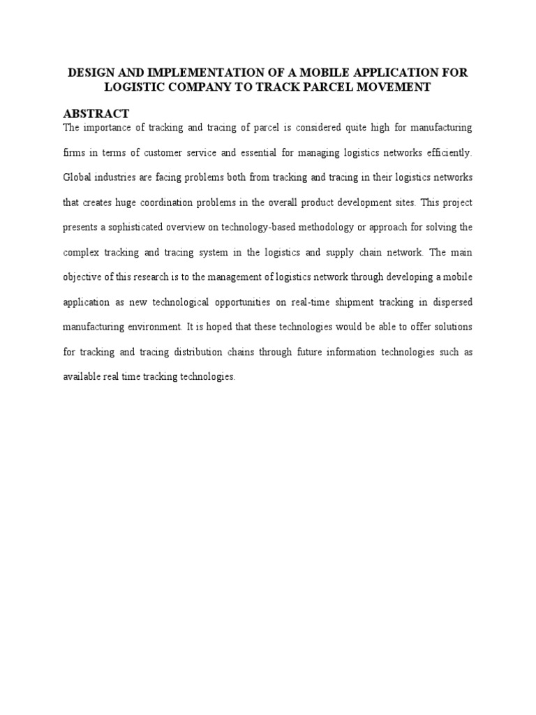 Design and Implementation of A Mobile Application For Logistic Company ...