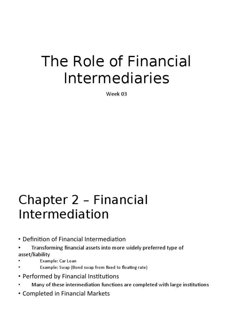 03 - The Role of Financial Intermediaries | PDF | Mutual Funds | Insurance