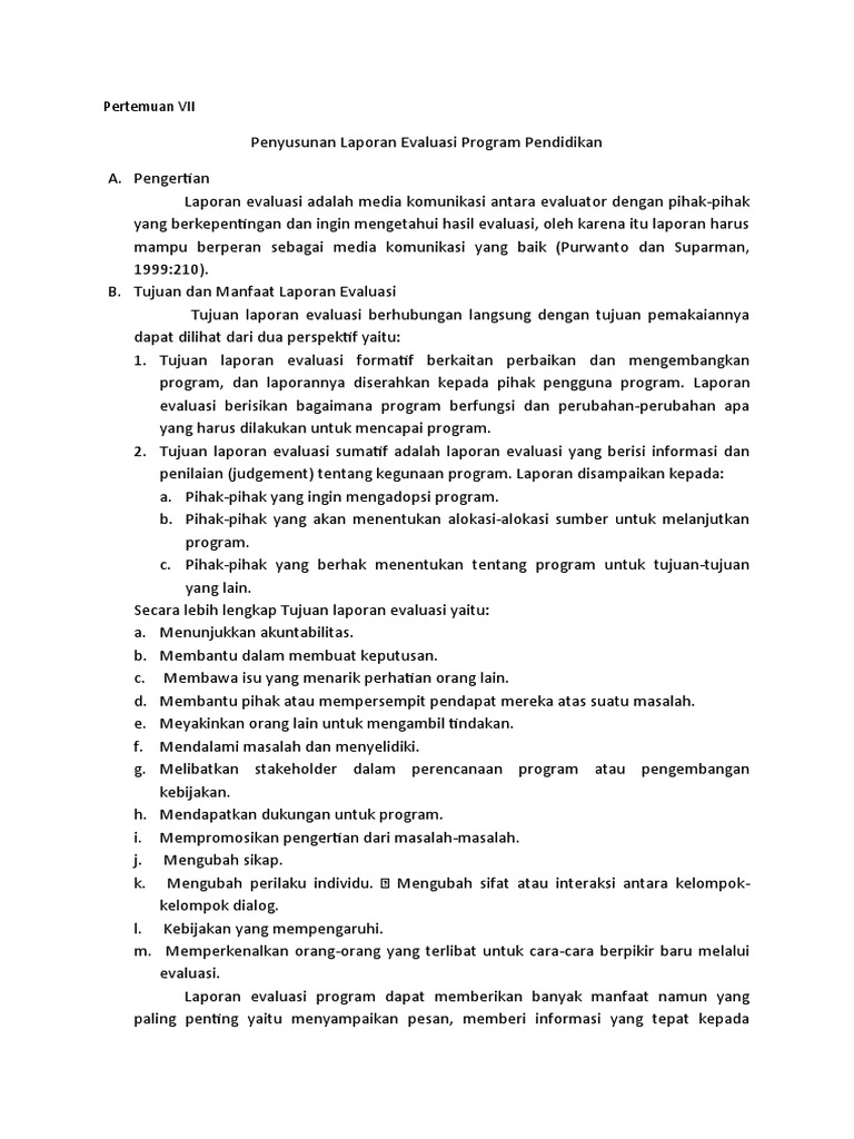 Pertemuan 7 .Docx Laporan Hasil Evaluasi Program. 1docx | PDF