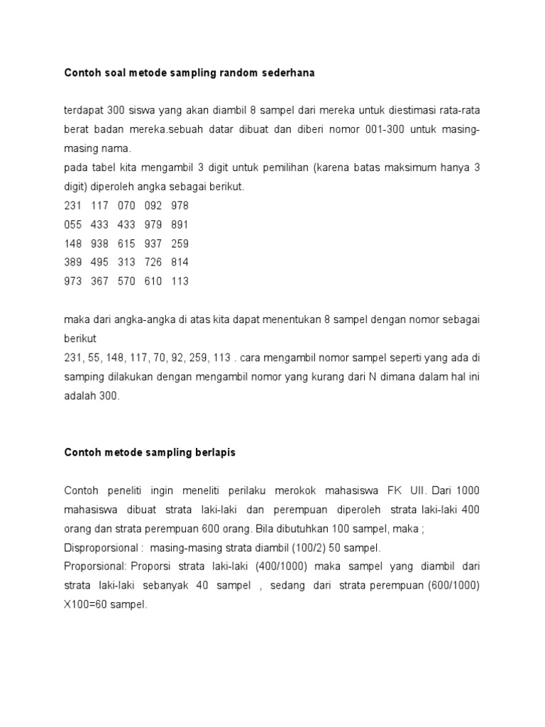 Contoh Soal Metode Sampling Random Seder | PDF