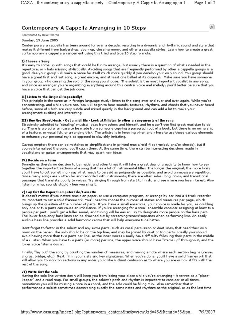 Acapella Arranging in 10 Steps | PDF | Sheet Music | Rhythm