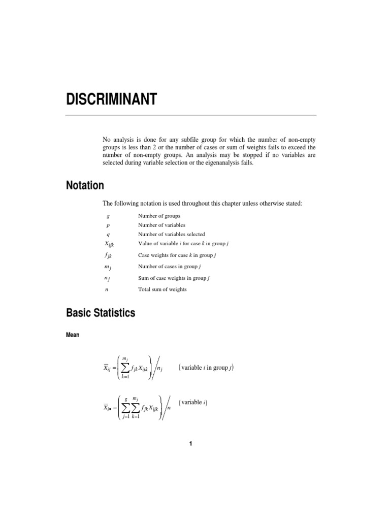 Discriminant Analysis Statistics | PDF | Eigenvalues And Eigenvectors ...