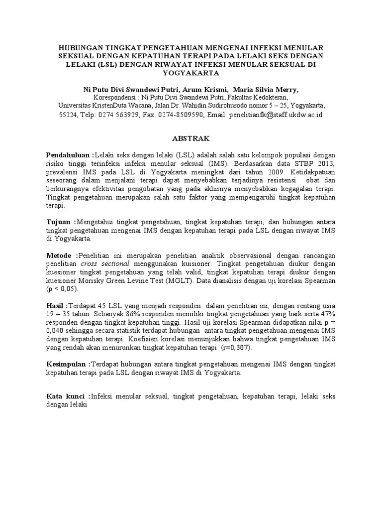Pengetahuan IMS dan Kepatuhan Terapi LSL | PDF | Pengembangan Diri