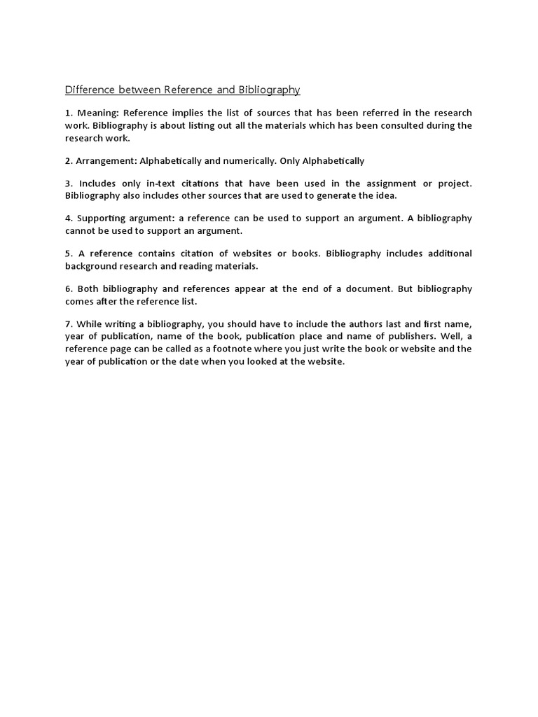 Difference Between Reference and Bibliography | PDF