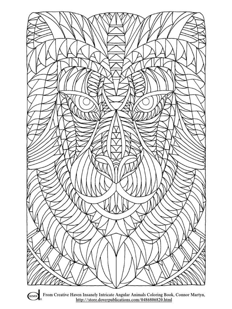 From Creative Haven Insanely Intricate Angular Animals Coloring Book ...