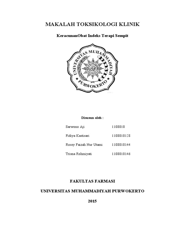 Tugas Toksiklin Keracunan Obat Indeks Terapi Sempit | PDF