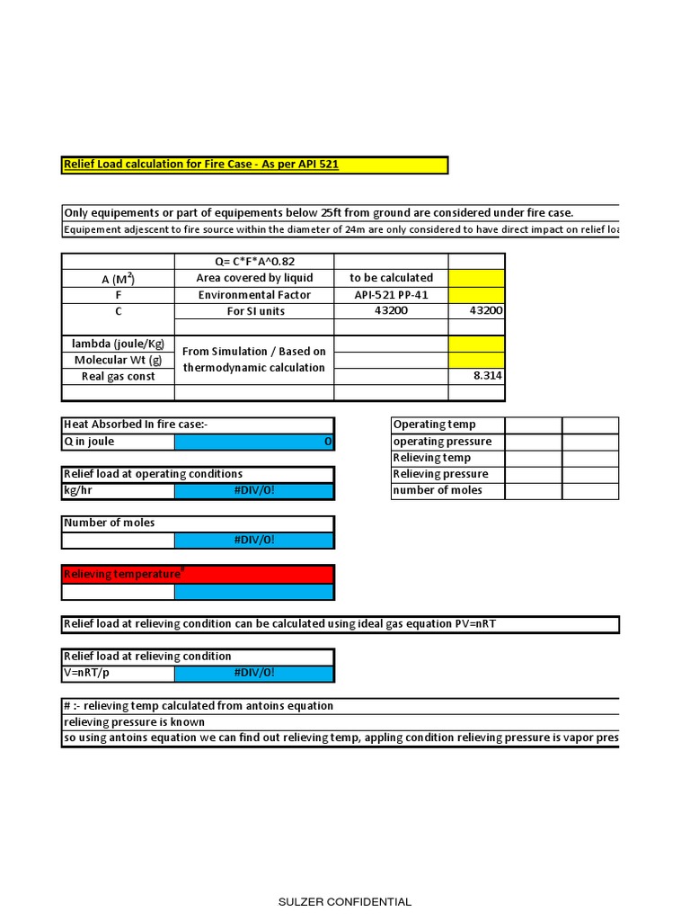 Relief Load Calculation For Fire Case - As Per API 521 | PDF