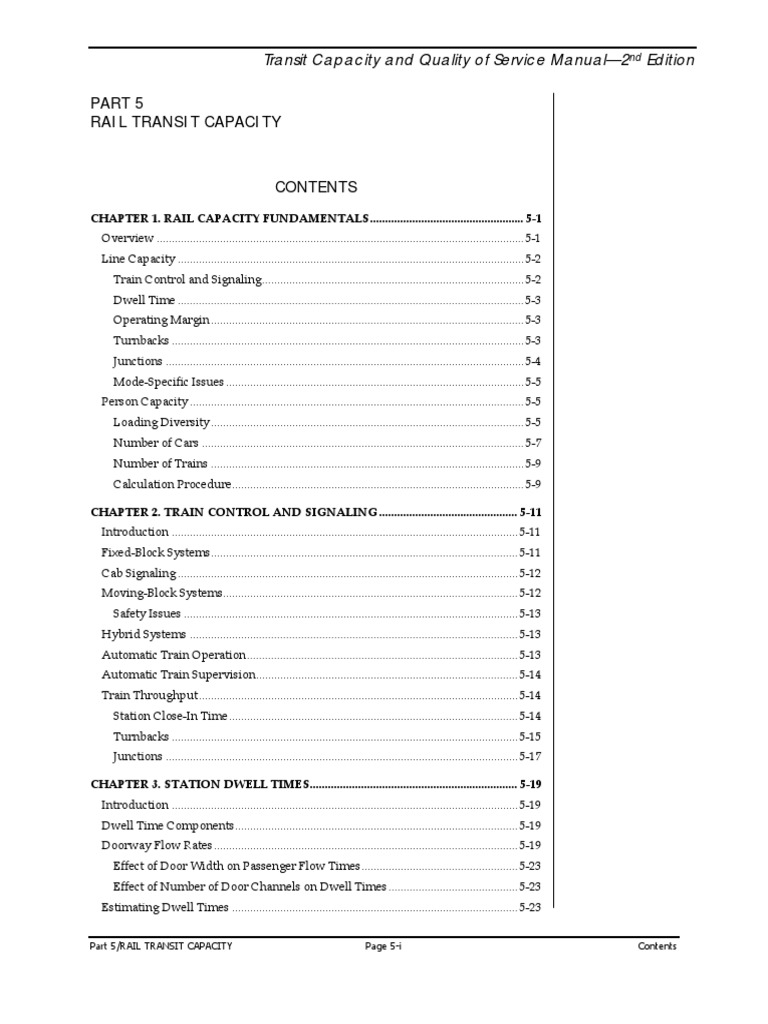 Rail Transit Capacity: Transit Capacity and Quality of Service Manual-2 ...