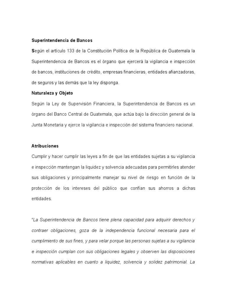 Superintendencia de Bancos | PDF | Bancos | Economias