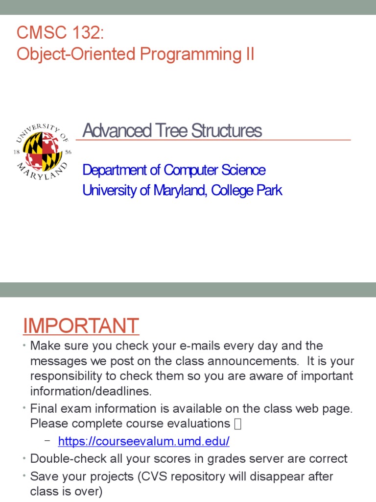 Cmsc 132 Object Oriented Programming Ii Advanced Tree Structures Pdf Computer Data 1048