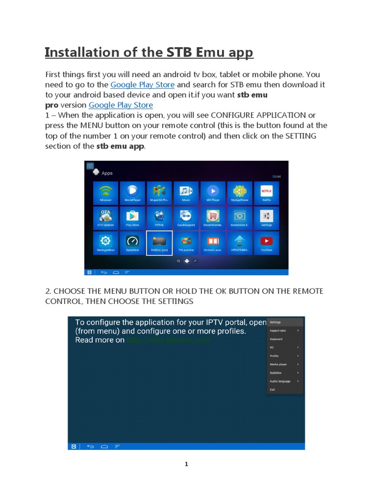 Installation of The STB Emu App | PDF | Google Play | Mobile App