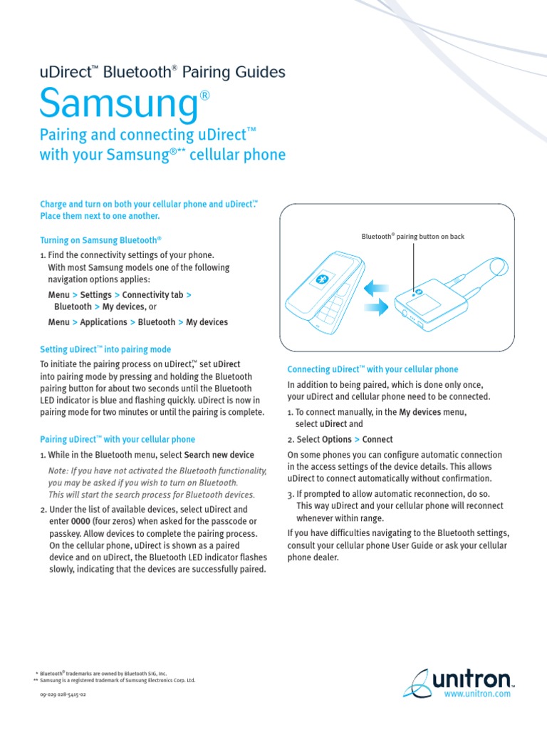 Samsung: Pairing and Connecting Udirect With Your Samsung Cellular ...