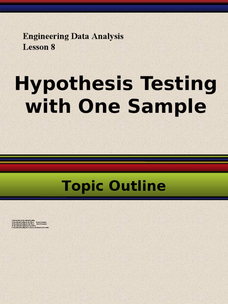 Lesson 8 Hypothesis Testing With One Sample.v3lecture | PDF | P Value ...