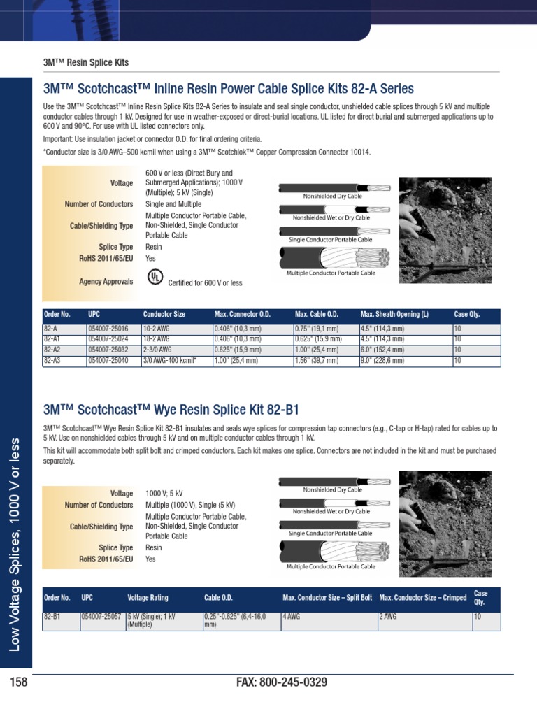 3M™ Scotchcast™ Inline Resin Power Cable Splice Kits 82-A Series | PDF ...