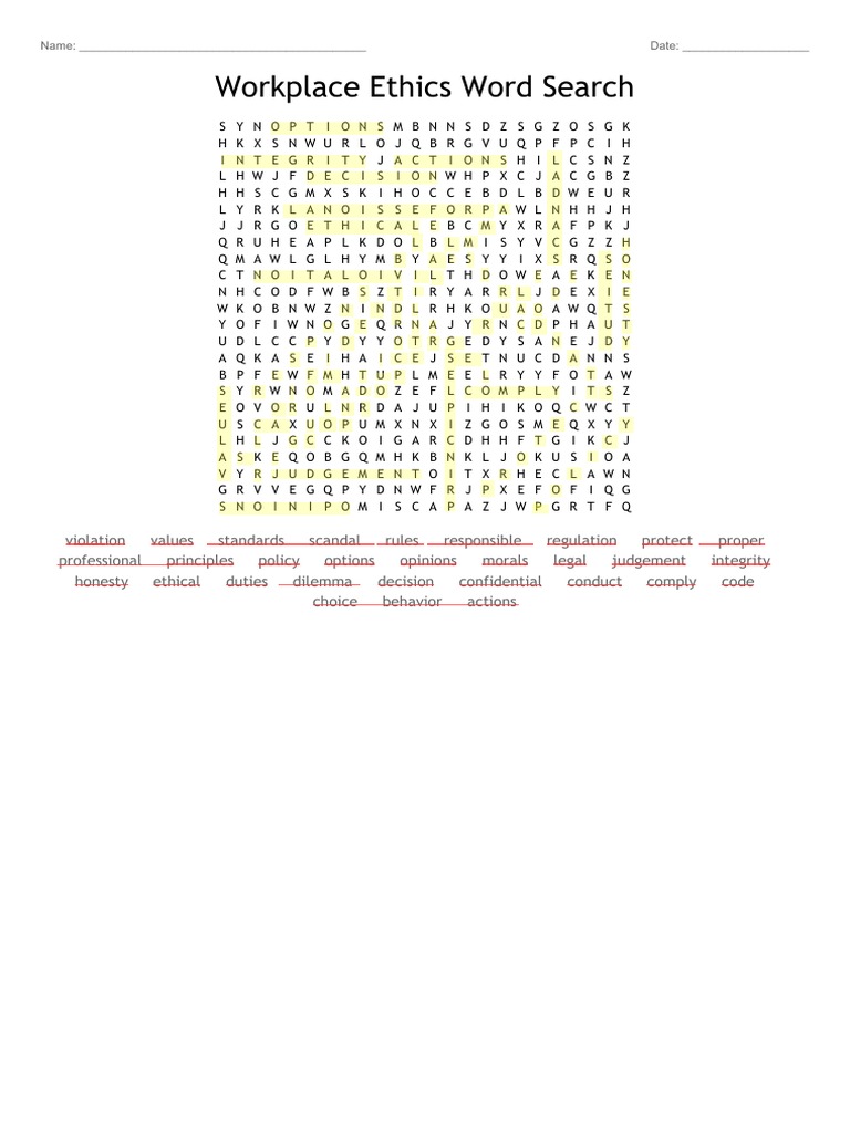 Kami Export - Akariyah Anderson - Workplace - Ethics - Word - Search ...