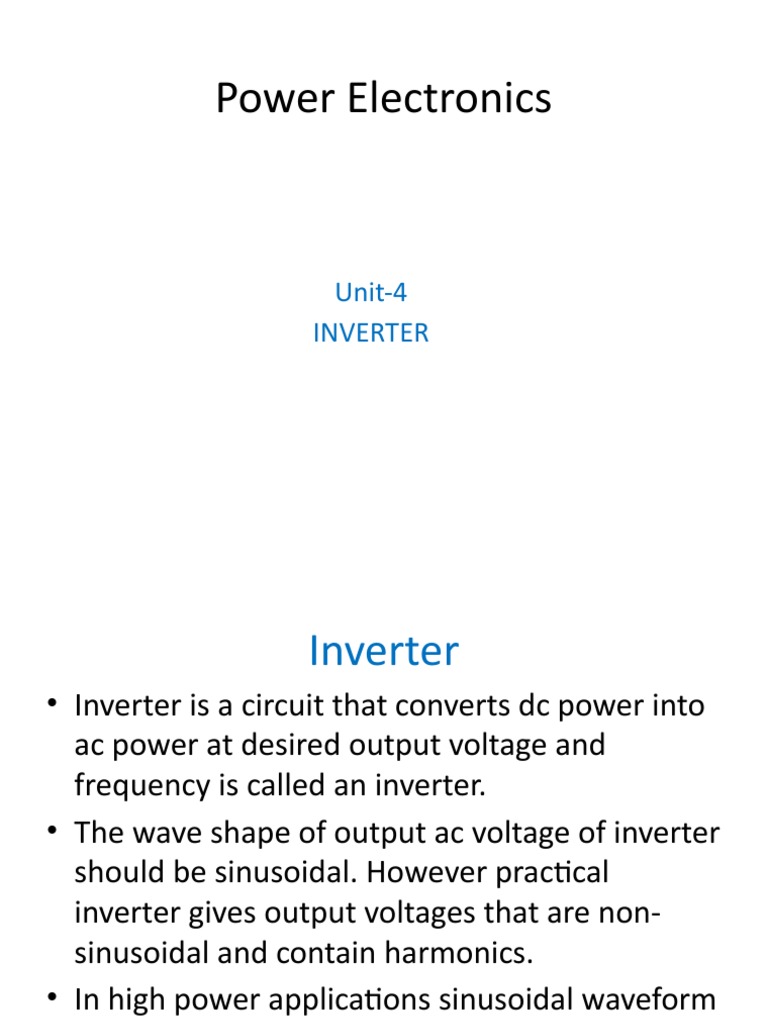 Power Electronics: Unit-4 Inverter | PDF | Power Inverter | Capacitor